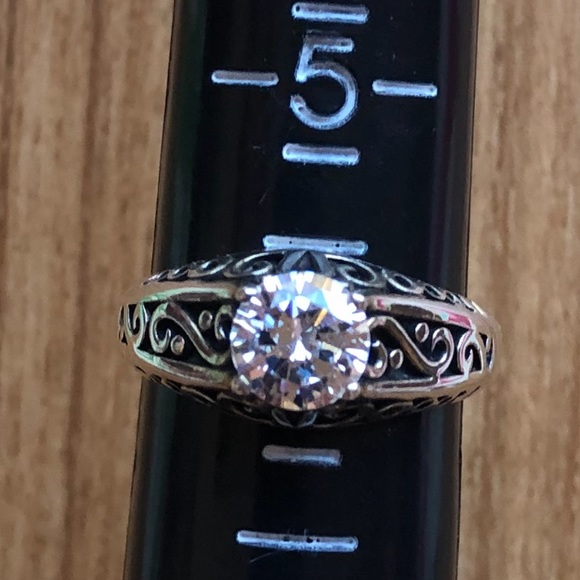 Diamonique | Jewelry | Diamonique Filigree Sterling Silver Ring | Poshmark